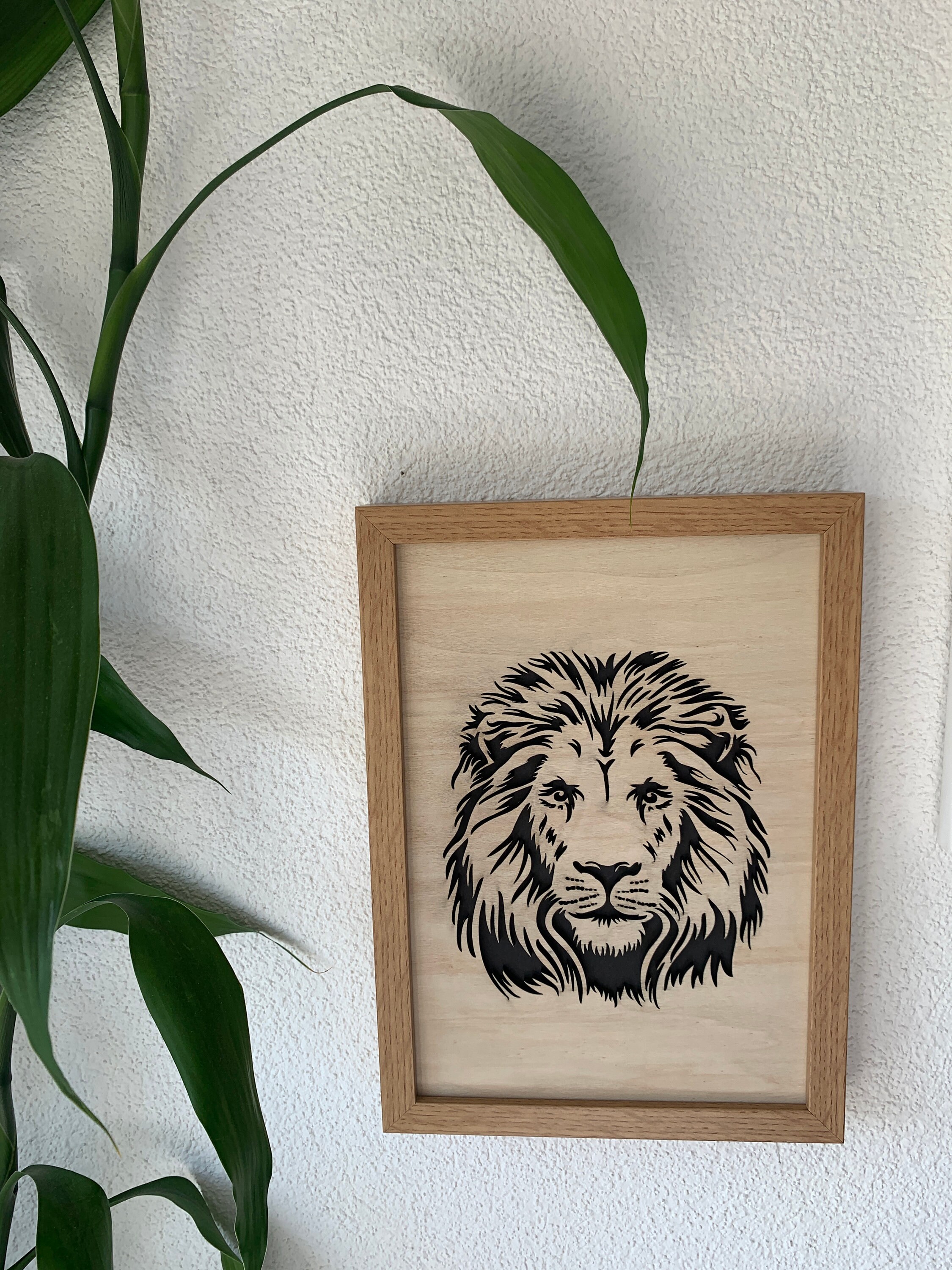 Lion Picture With Laser Cut Wooden Frame - Etsy