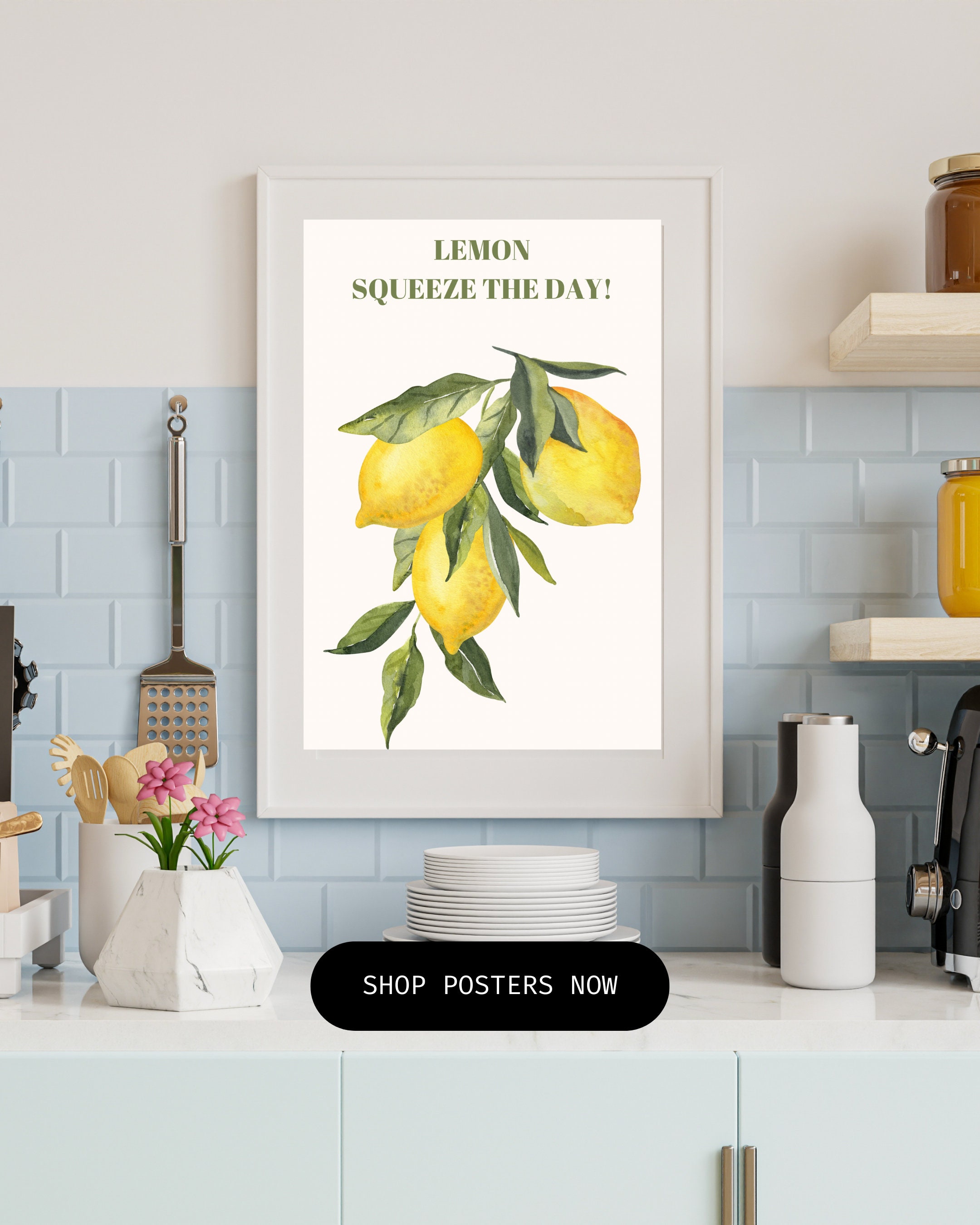 Squeeze the Day Lemon Print Printable Kitchen Wall Art - Etsy