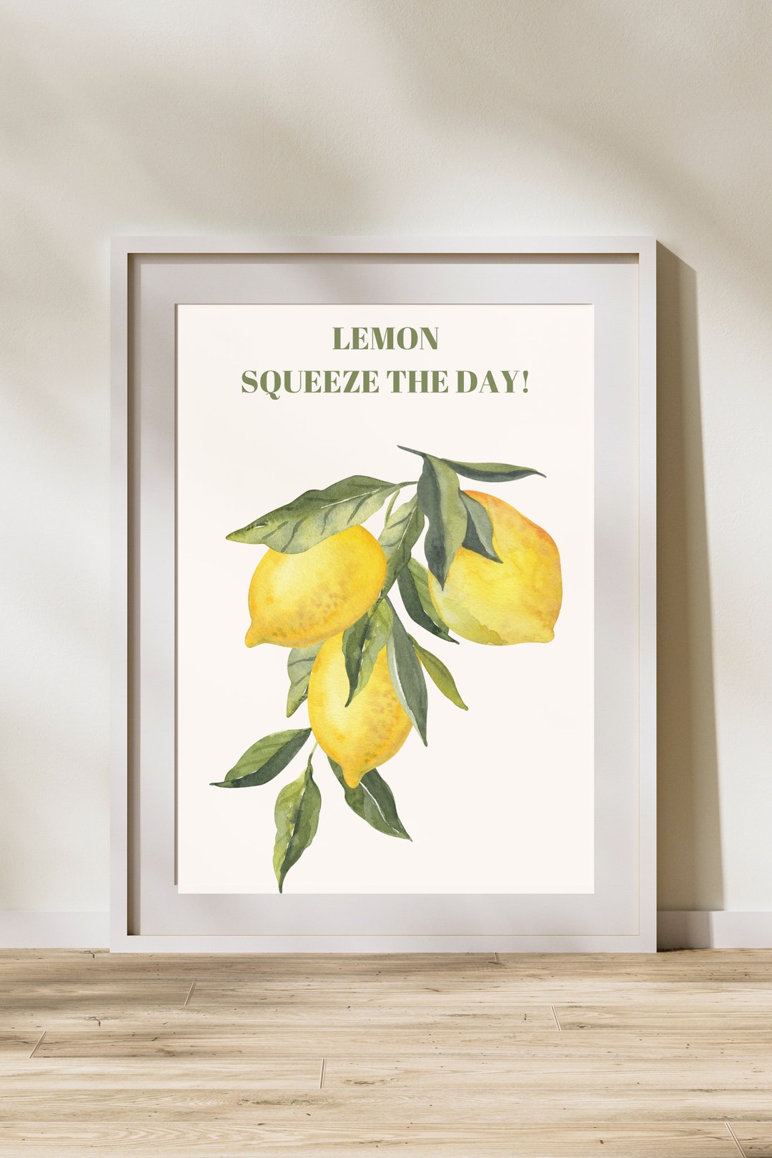 Squeeze the Day Lemon Print, Printable Kitchen Wall Art, Watercolor ...