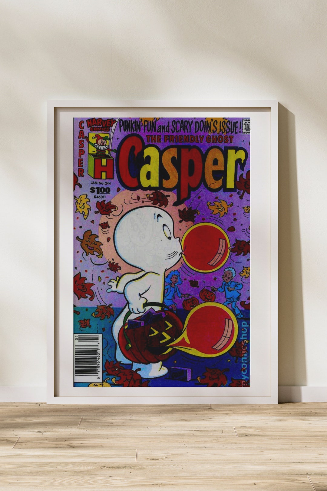 Casper : the Friendly Ghost Halloween Inspired Digital Art, Retro Wall ...