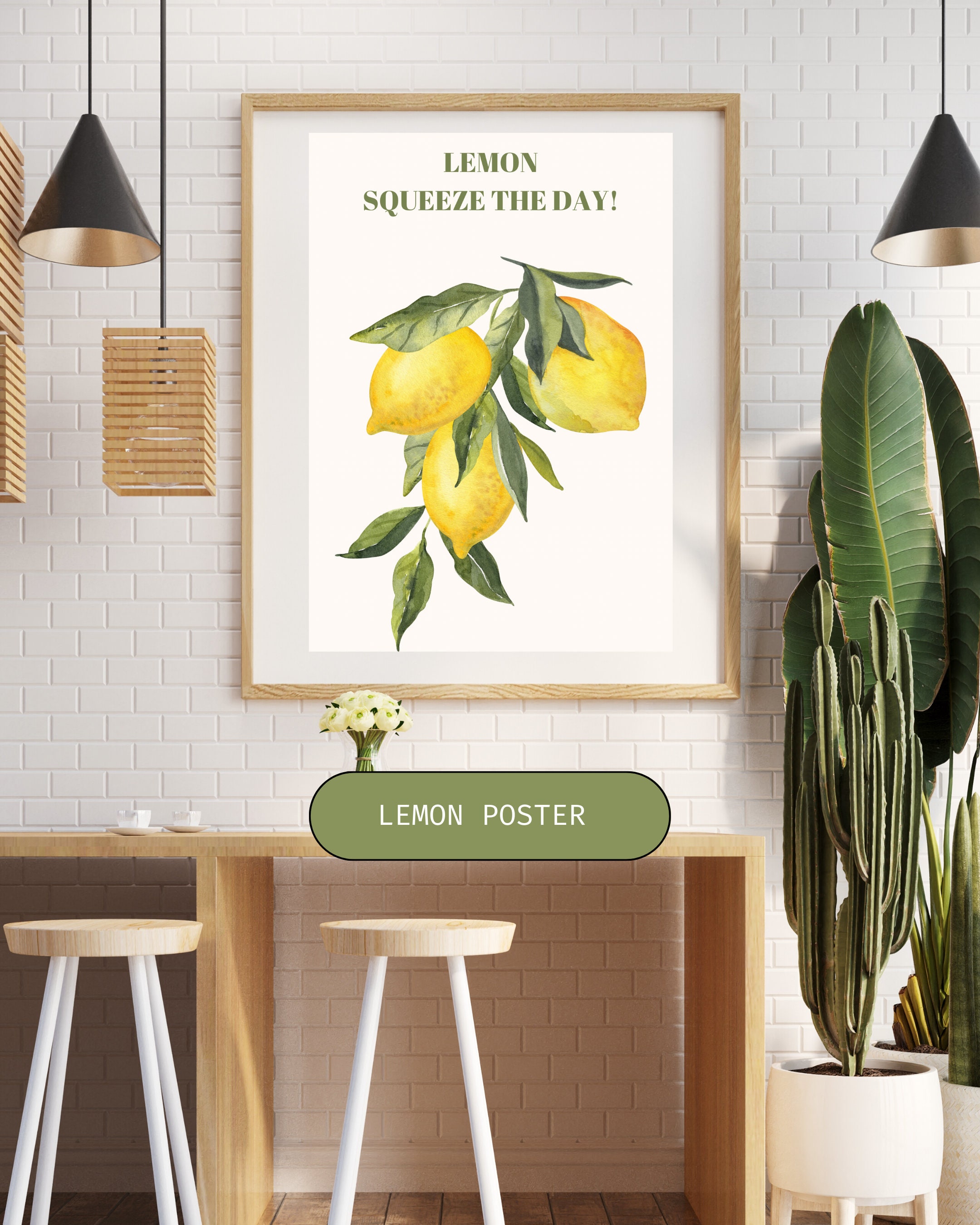 Squeeze the Day Lemon Print Printable Kitchen Wall Art - Etsy