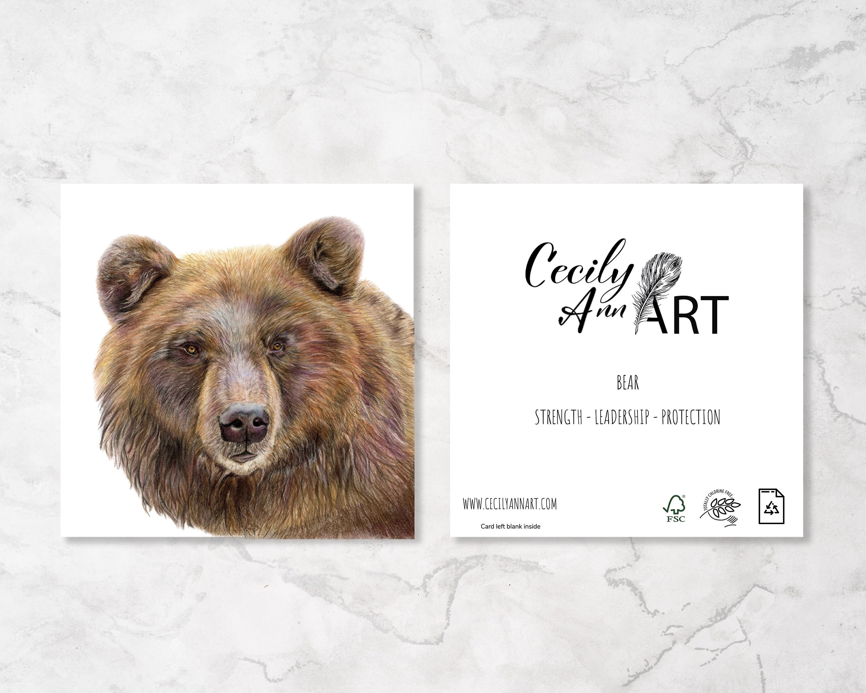 Bear Birthday Card Brown Bear Blank Greeting Cards Bear - Etsy