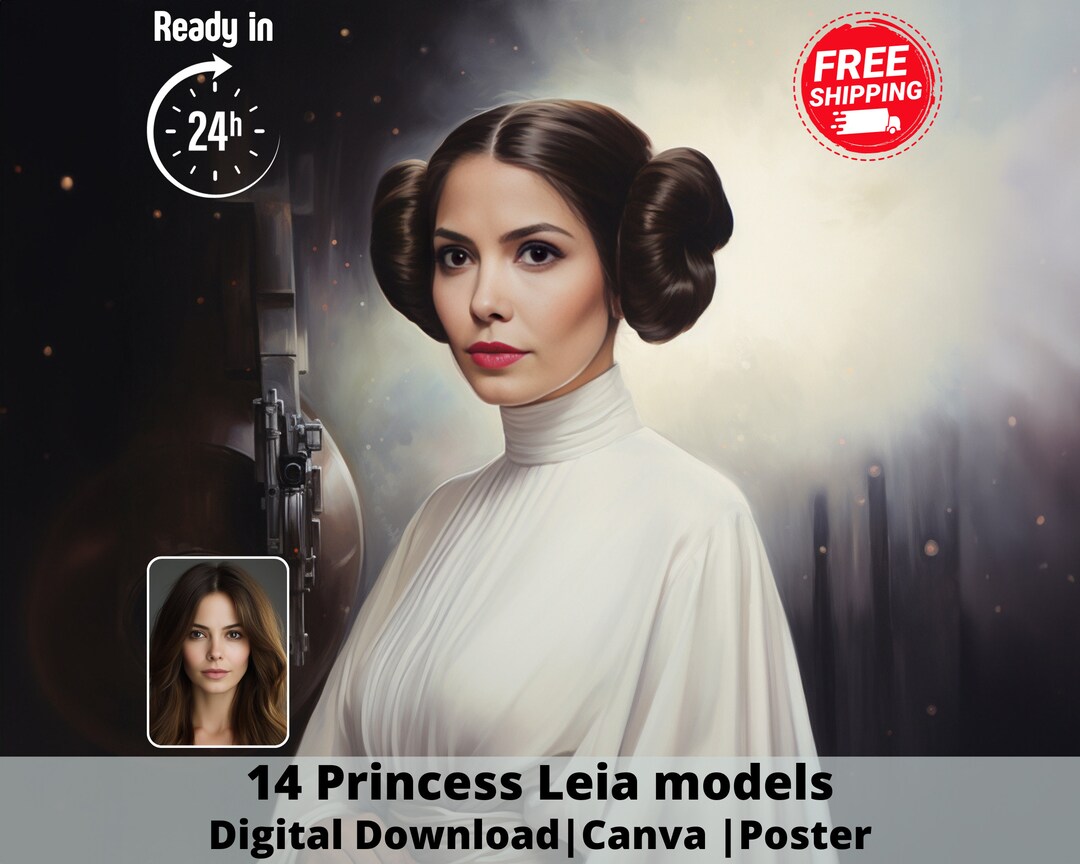 Custom Realistic Star Wars Portrait, Princess Leia Portraits, Custom ...