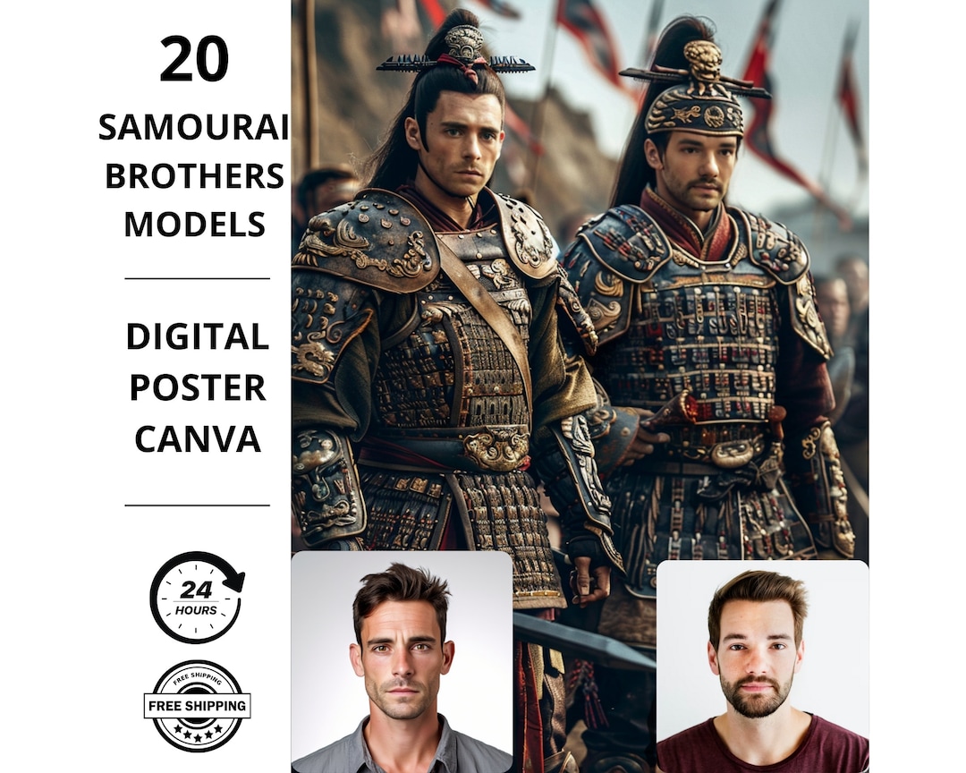 Custom Realistic Brothers Samourai Portrait, Personalized Portraits ...