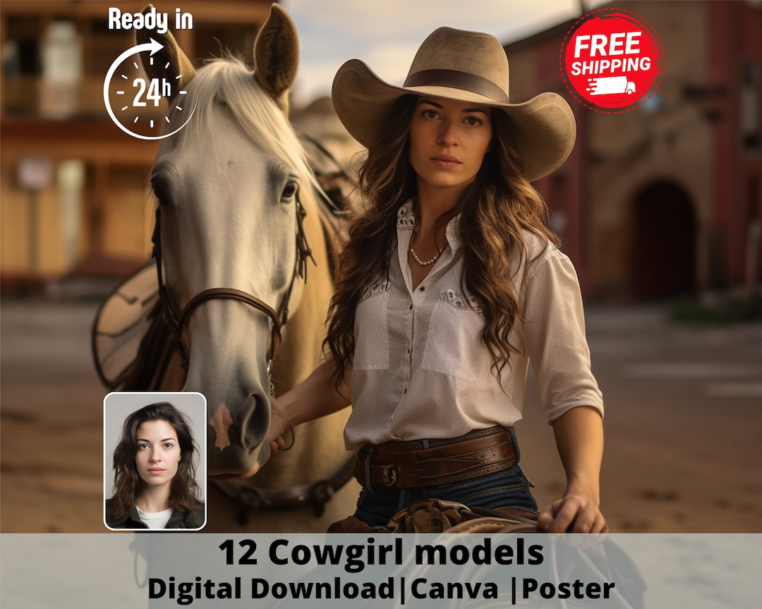 Custom Cowgirl Portrait From Photo, Cowgirl Svg, Cowgirl Portrait ...