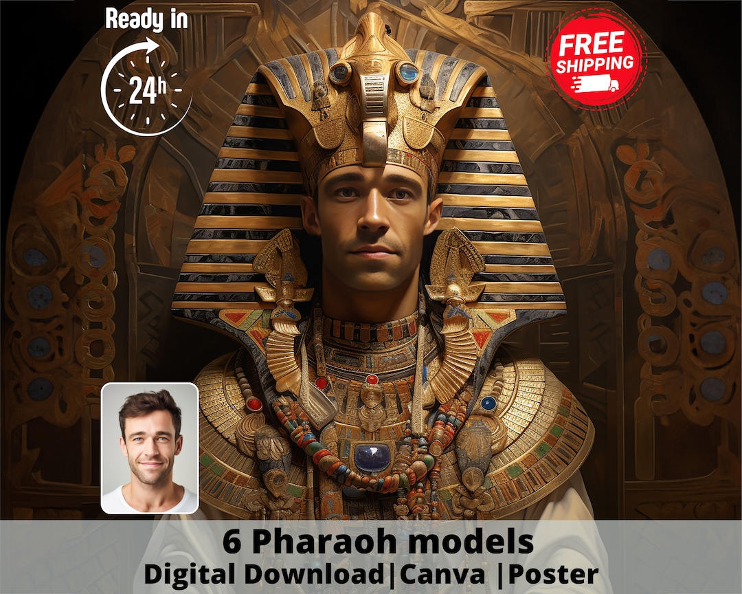 Custom Pharaoh Portrait From Photo Egyptian Portrait - Etsy