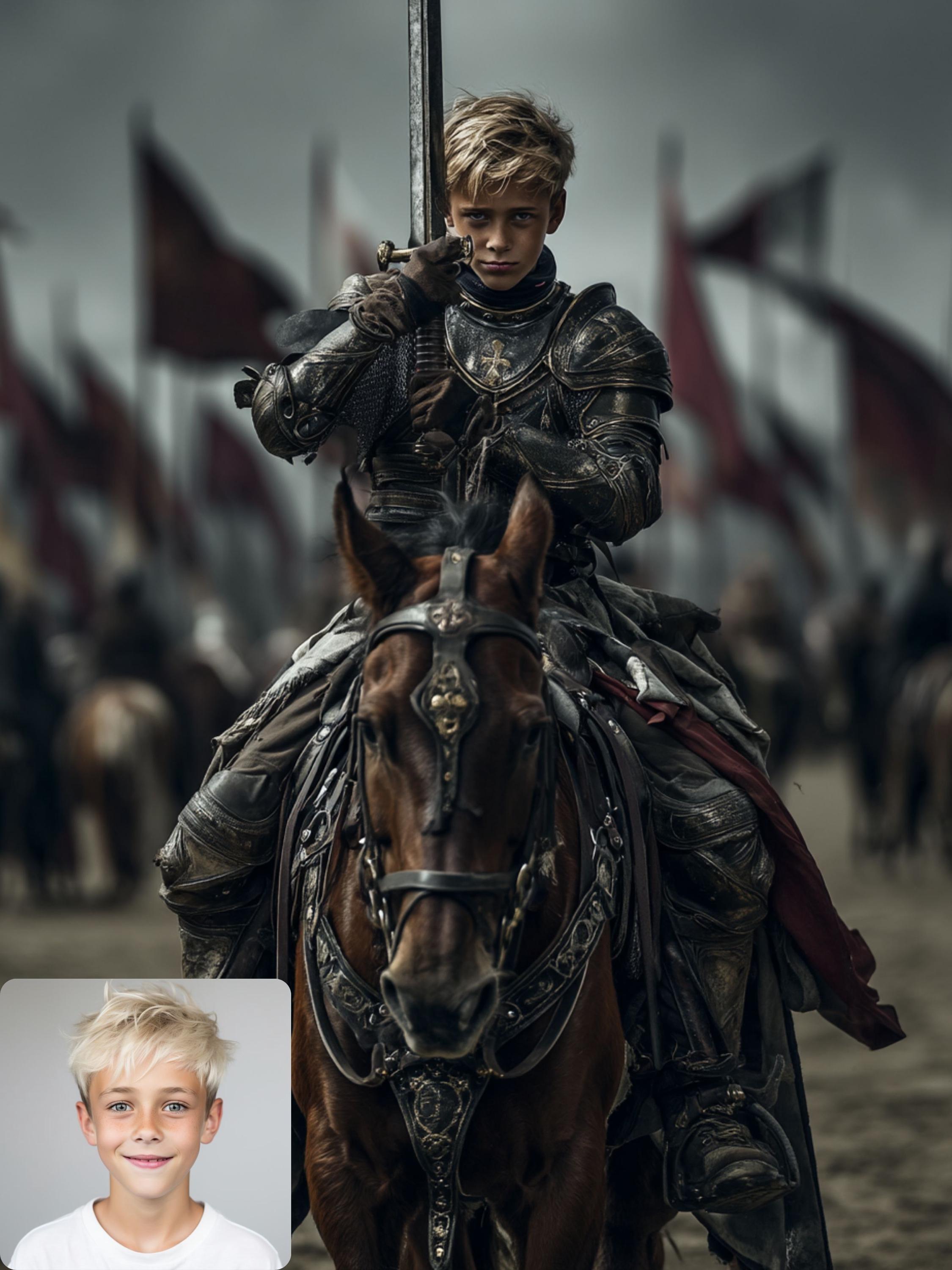 Custom Knight Portrait From Photo, Personalized Royal Knight With Sword ...