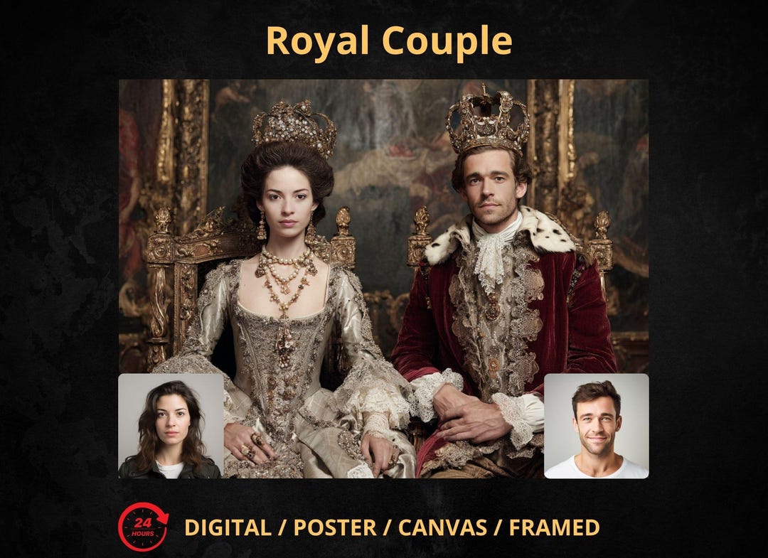 Custom Royal Couple Portrait From Photo, Renaissance Portrait, Turn Me ...