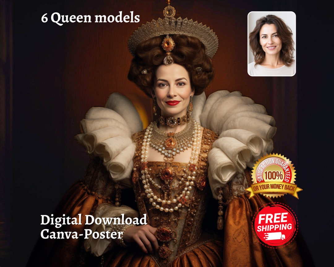 Custom Queen Portrait From Photo Renaissance Queen Bridesmaid - Etsy UK