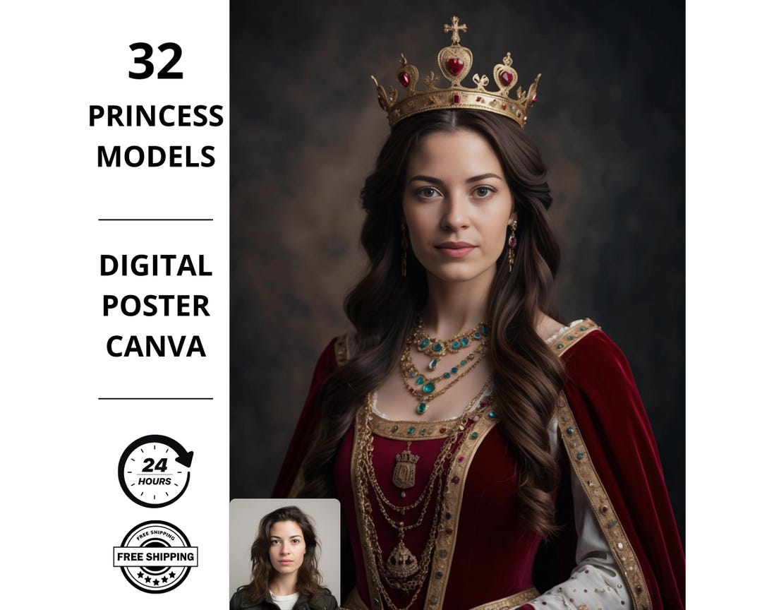 Custom Royal Queen/princess Portrait From Photo, Renaissance Portrait ...