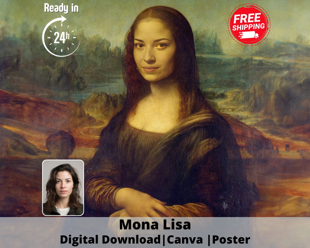 Custom Mona Lisa Portrait From Photo, Mona Lisa Poster, Mona Lisa ...