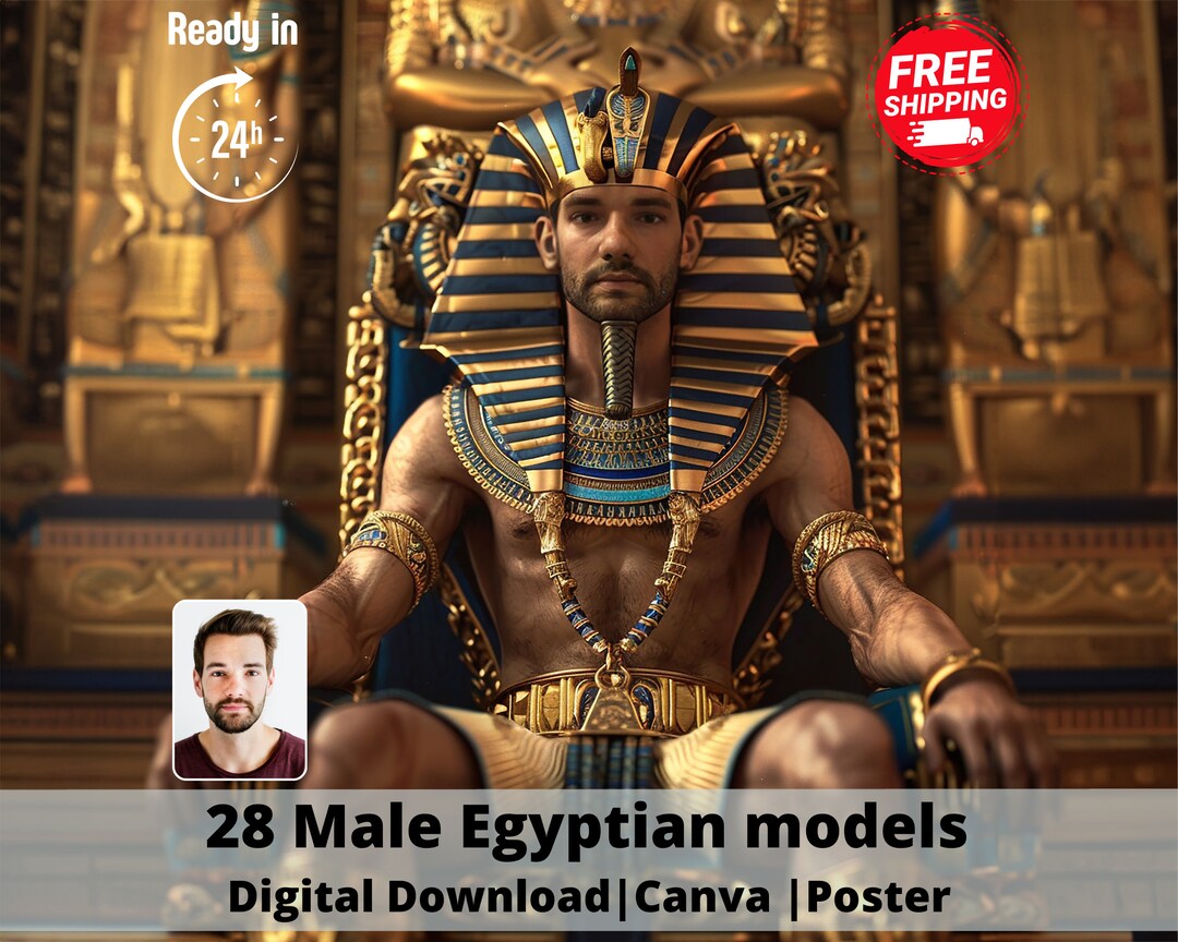 Custom Pharaoh Portrait From Photo, Egyptian Portrait, Pharaoh ...