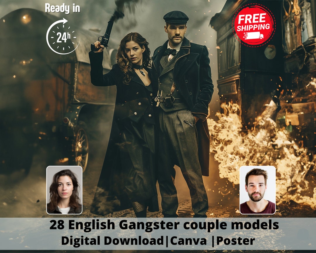 Custom English Couple Gangster, Personalized Portraits, Custom Gangster ...