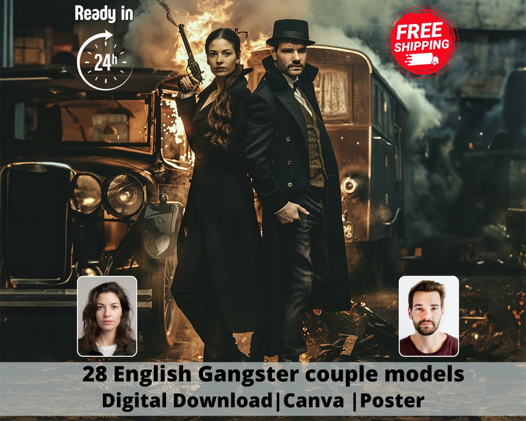 Custom English Couple Gangster, Personalized Portraits, Custom Gangster ...