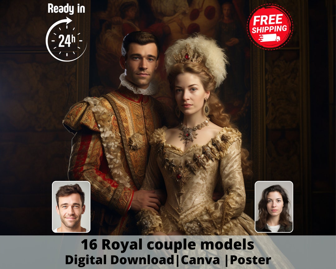 Custom Royal Couple Portrait From Photo, Renaissance Portrait, Turn Me ...