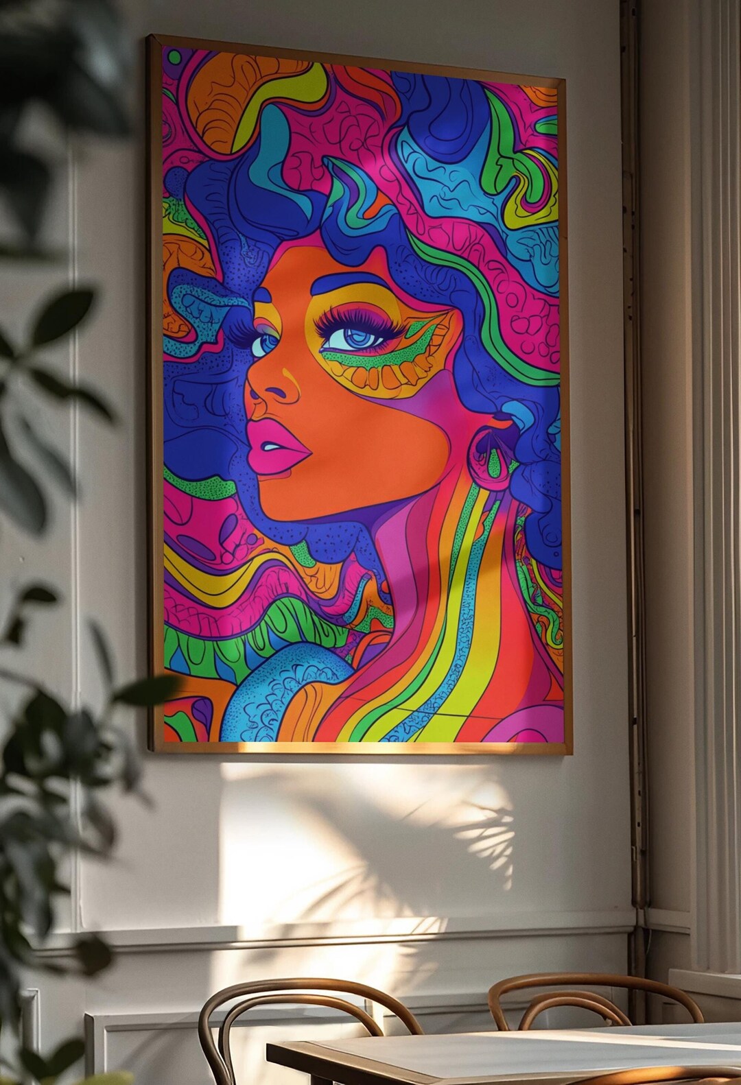 Vibrant Psychedelic African American Woman Art Print – Abstract Afro ...