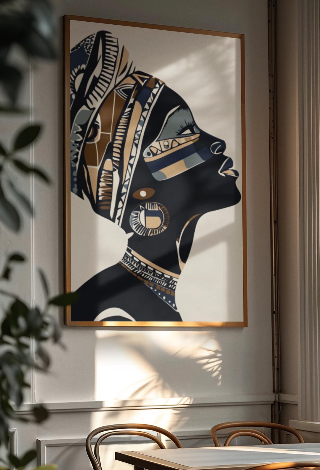 African Tribal Silhouette Wall Art – Elegant Profile & Bold Patterned ...