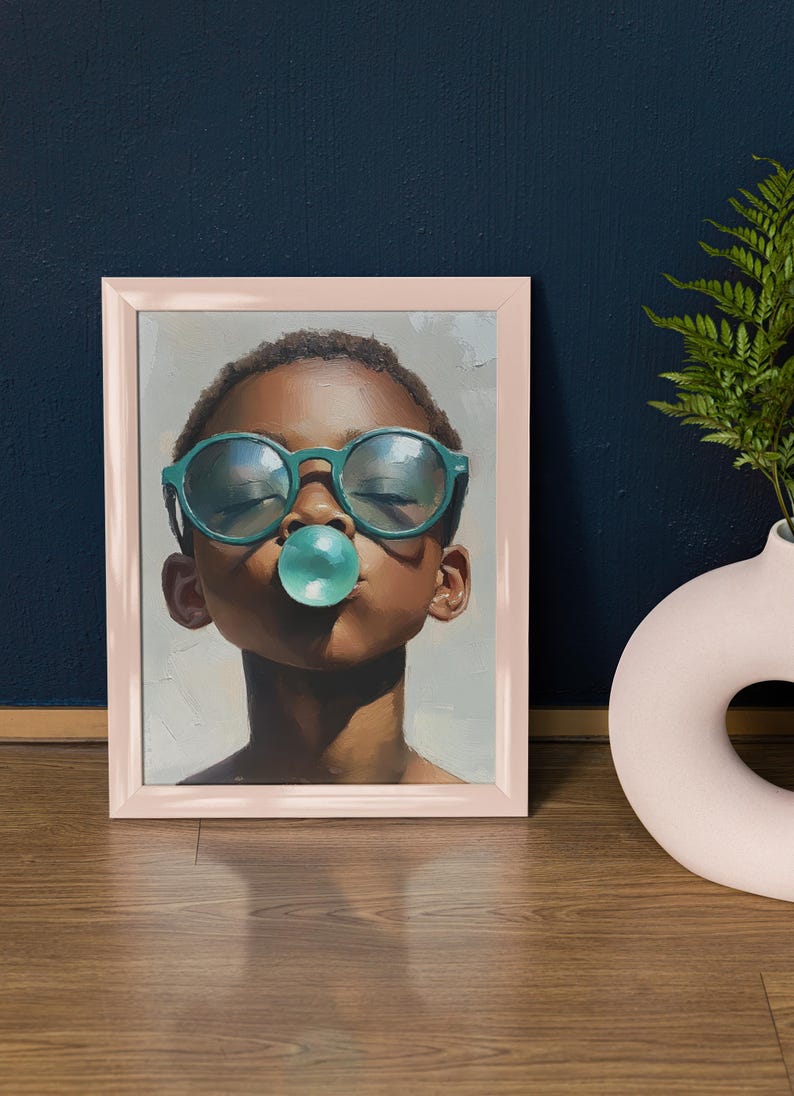 90s Nostalgia Art Print: African American Boy With Bubble Gum - Etsy