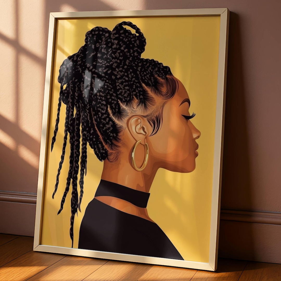African Braids Art Print: Melanin Queen, Afrocentric Black Women Poster ...
