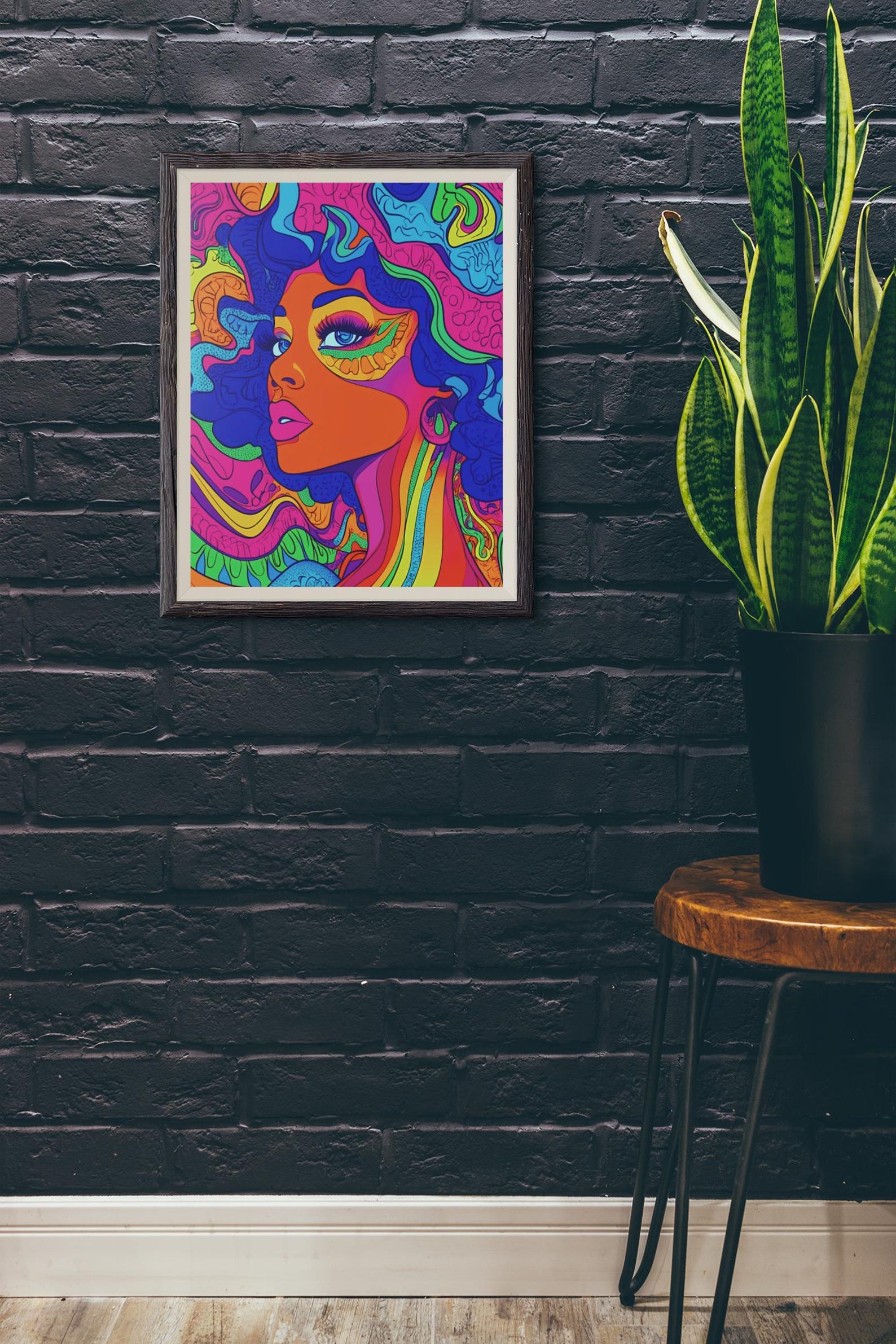 Vibrant Psychedelic African American Woman Art Print – Abstract Afro ...