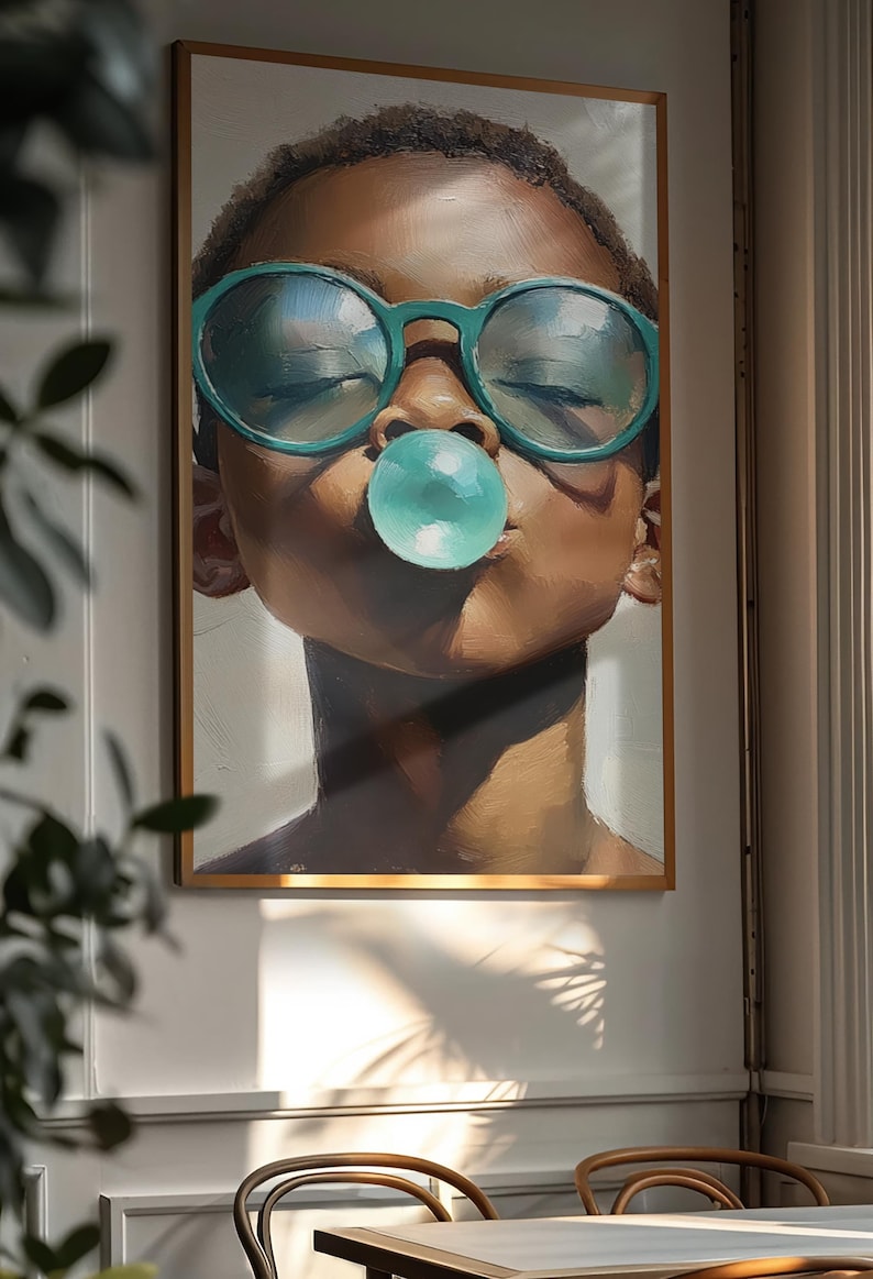90s Nostalgia Art Print: African American Boy With Bubble Gum - Etsy