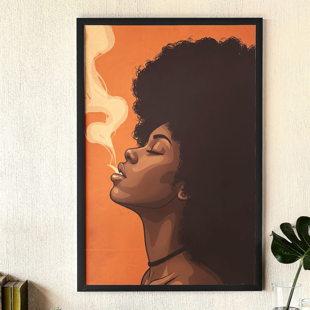 Melanin Queen Stoner Art Print: Afrocentric Natural Hair Boho Poster - Etsy