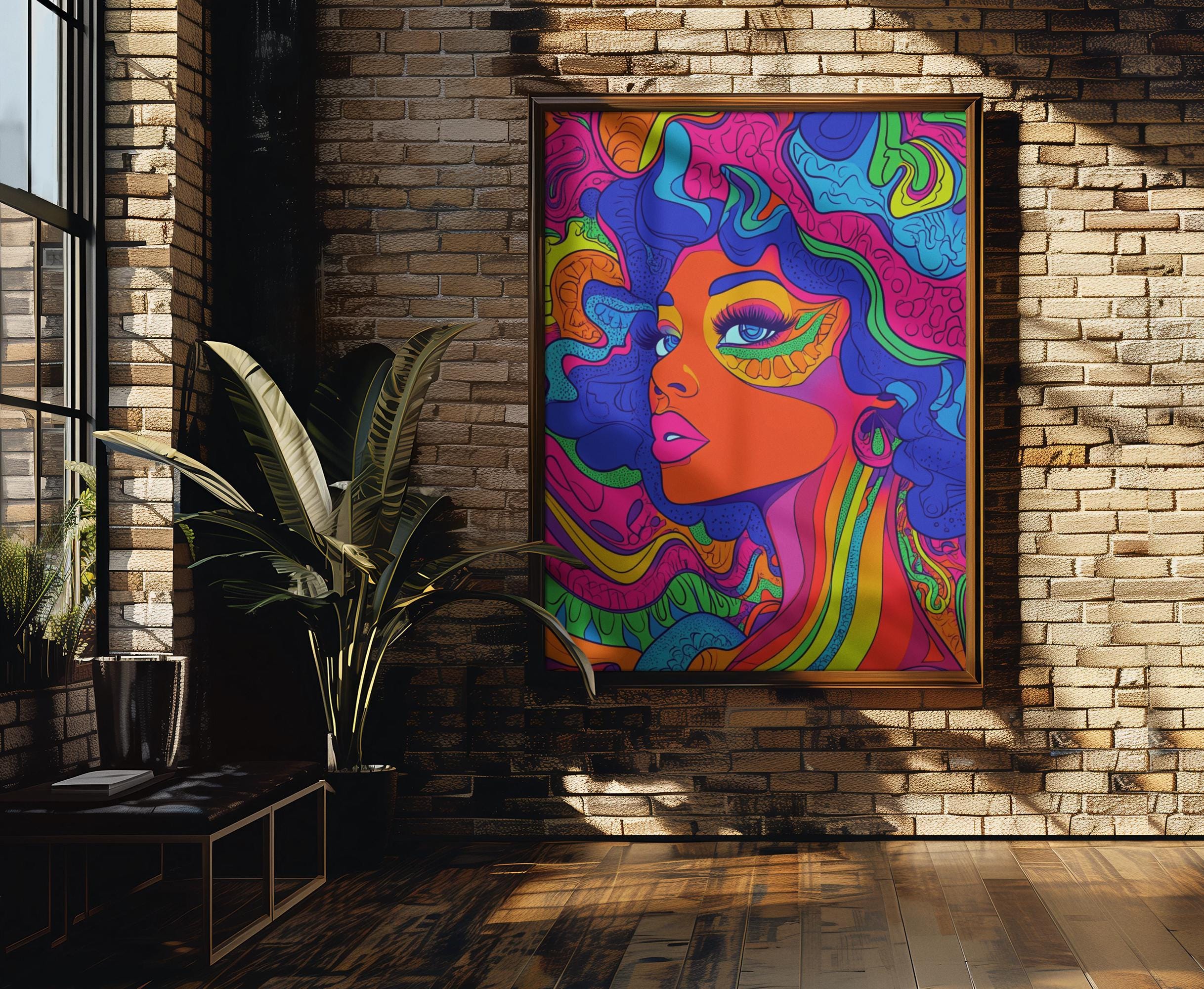 Vibrant Psychedelic African American Woman Art Print – Abstract Afro ...