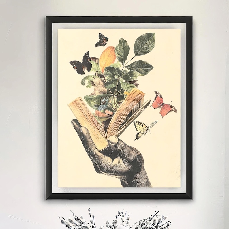 Vintage Book Lover Fine Art Print: Mindfulness Reading, Literary Wall ...