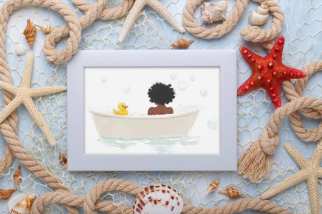 Adorable Bath Time Art | Kids Illustration Bubble Bath Poster | Cute ...