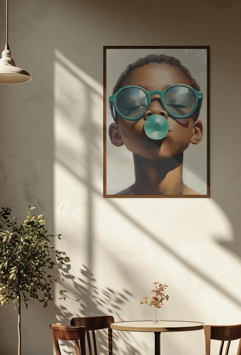 90s Nostalgia Art Print: African American Boy With Bubble Gum - Etsy