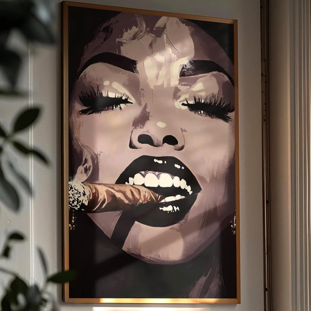 Melanin Queen Art Print – Blunt Smoking, Afrocentric Wall Decor - Etsy