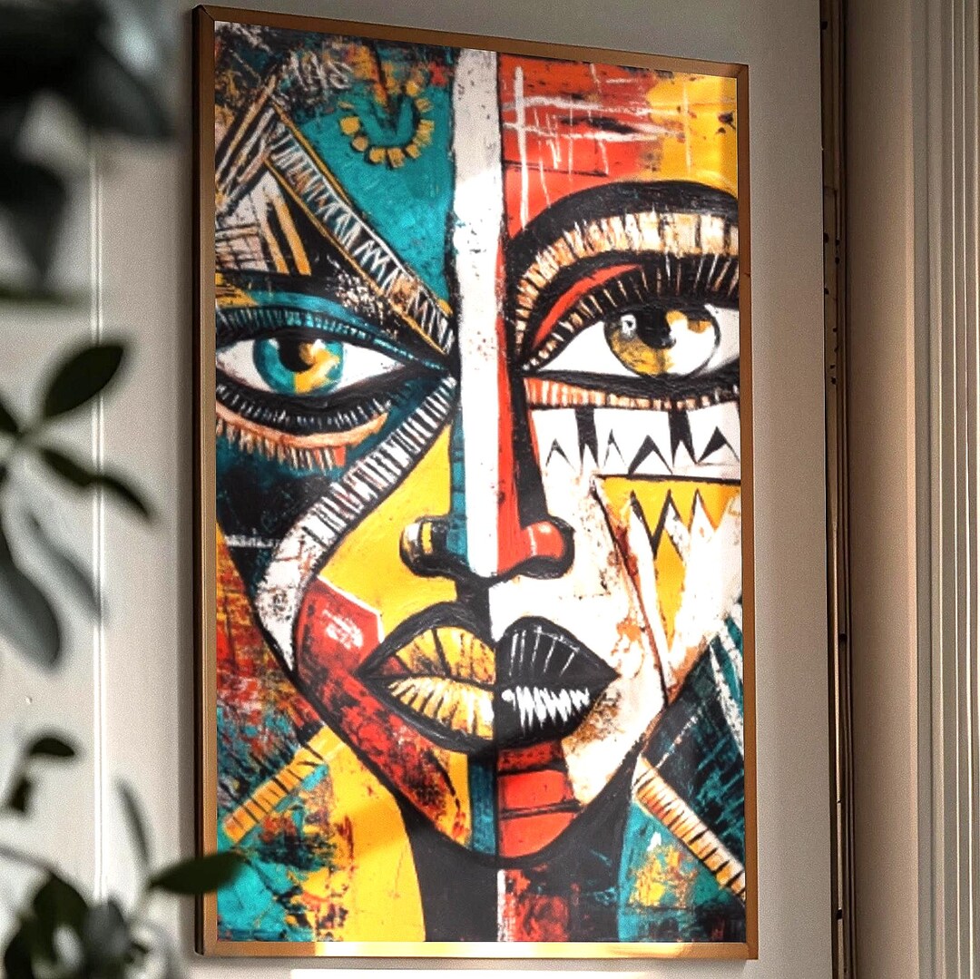 Tribal Mask Abstract Art Print: Afrocentric Geometric Design - Etsy