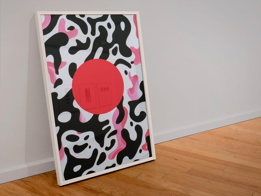 Abstract Art Red Circle Poster Print, Modern Wall Decor Matte Vertical ...