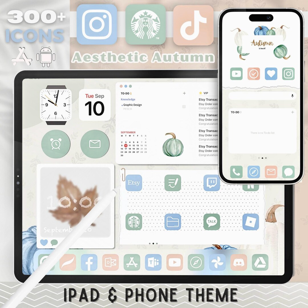 Aesthetic Autumn Ios & Android Theme Pack / Android Tablet ...