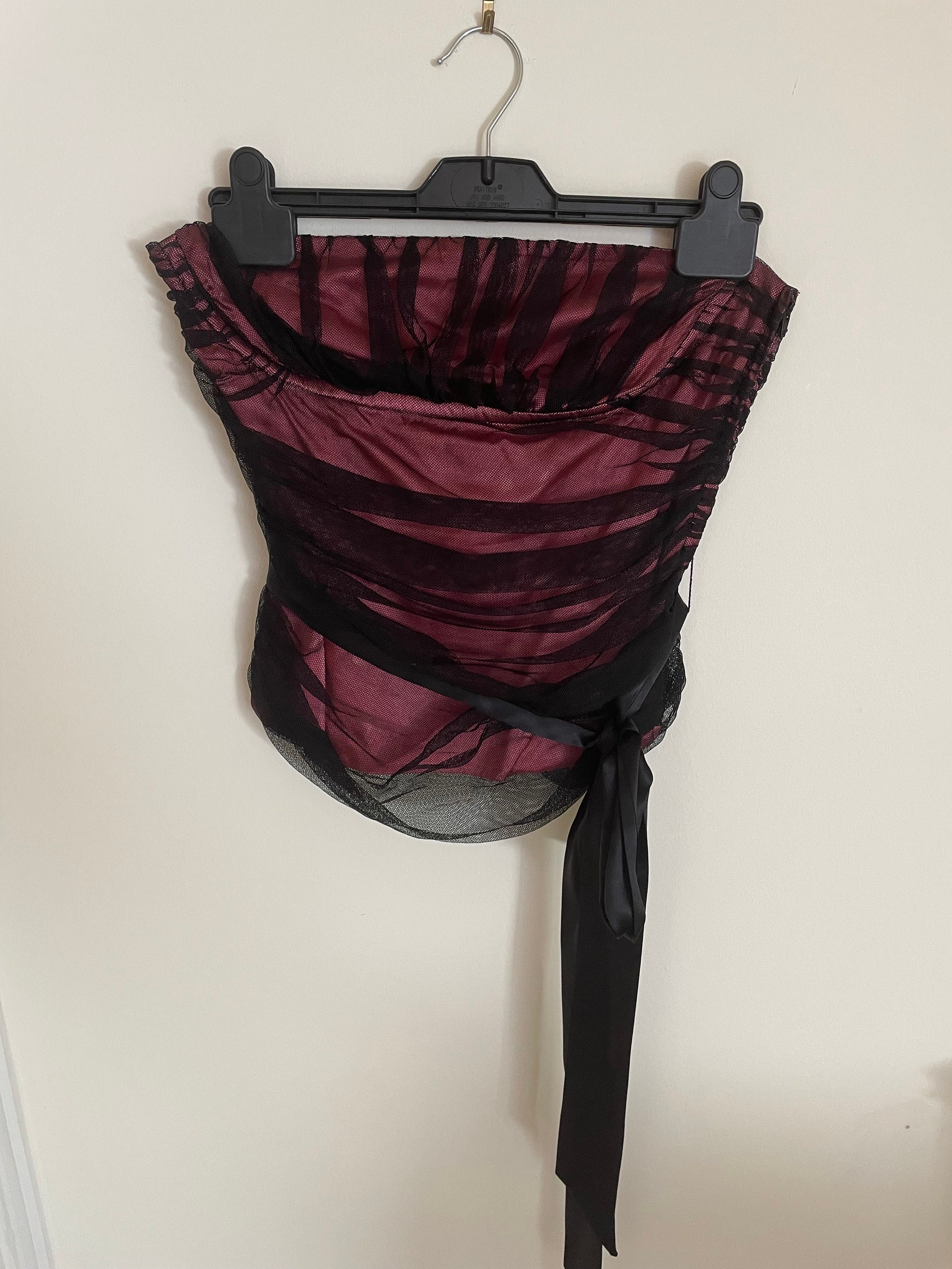 Vintage Coast Red Black Satin Basque Bandeau Style Top - Etsy