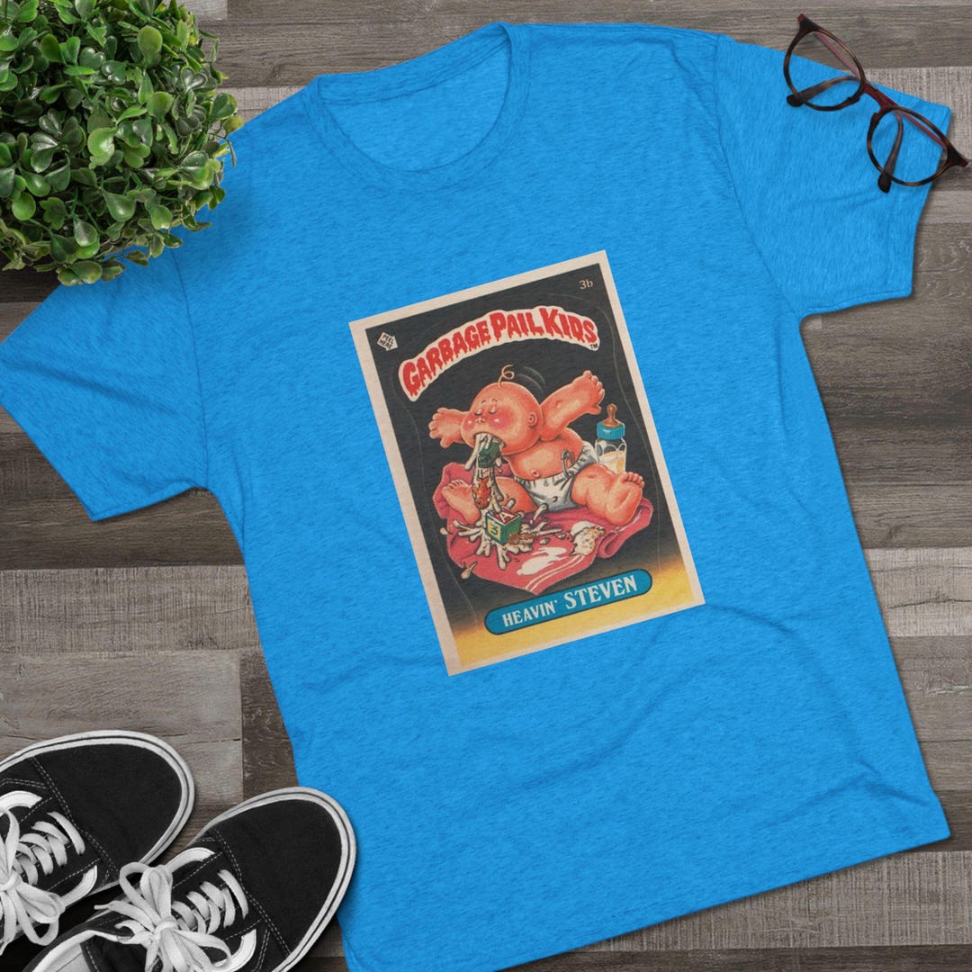 HEAVIN' STEVEN Garbage Pail Kids GPK Card 80s Unisex Tri-blend Crew T ...