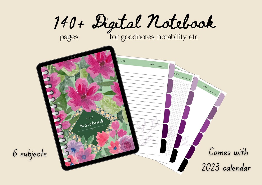 Floral Digital Notebook Printable Student Notebooks - Etsy
