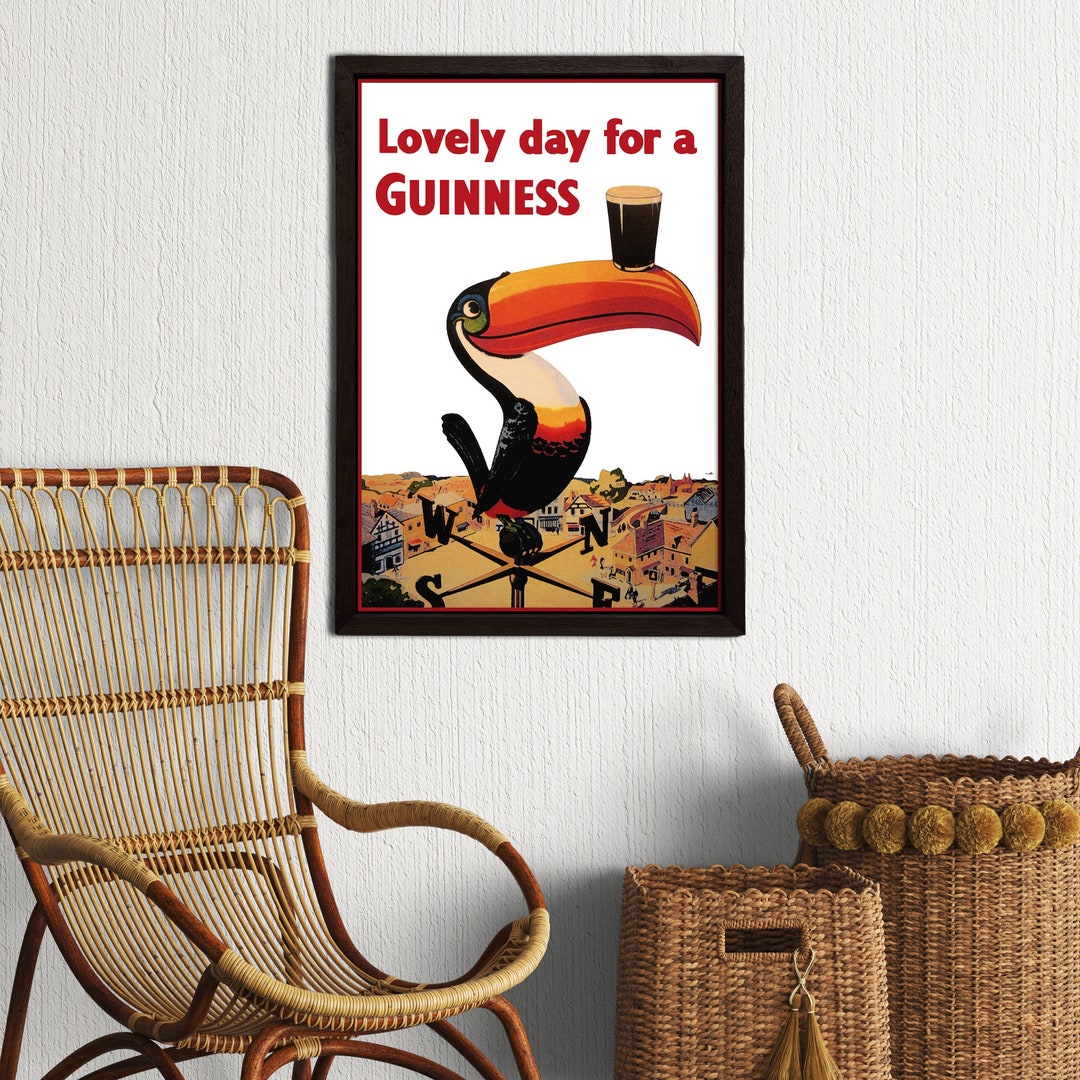 Framed Guinness Beer Canvas, Guinness Toucan Poster, Beer Poster Print ...