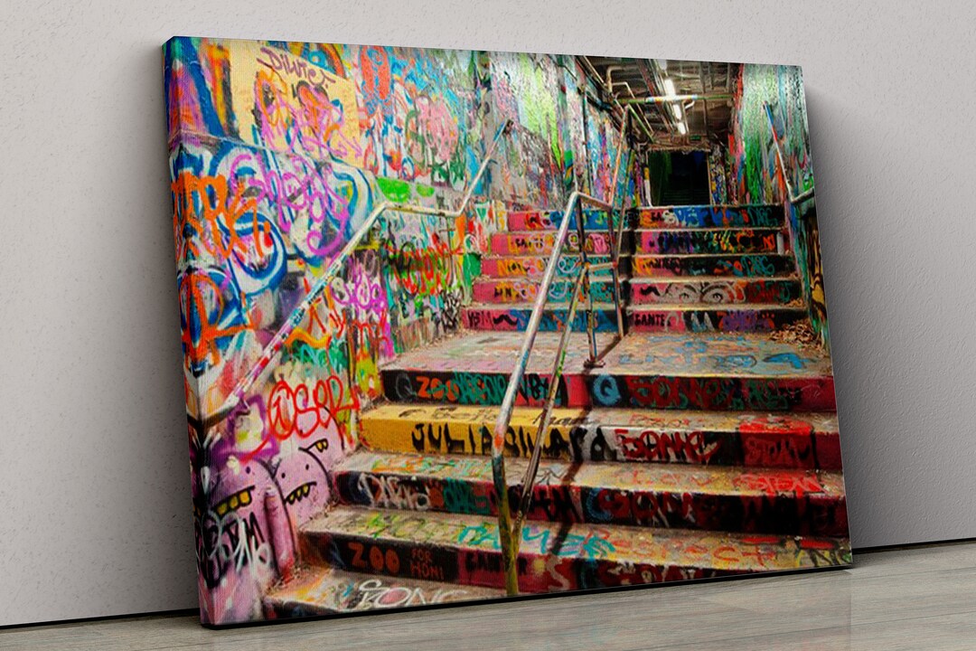 Graffiti Stairs Canvas, New Amazing Urban Style Stairs Print, Ready to ...