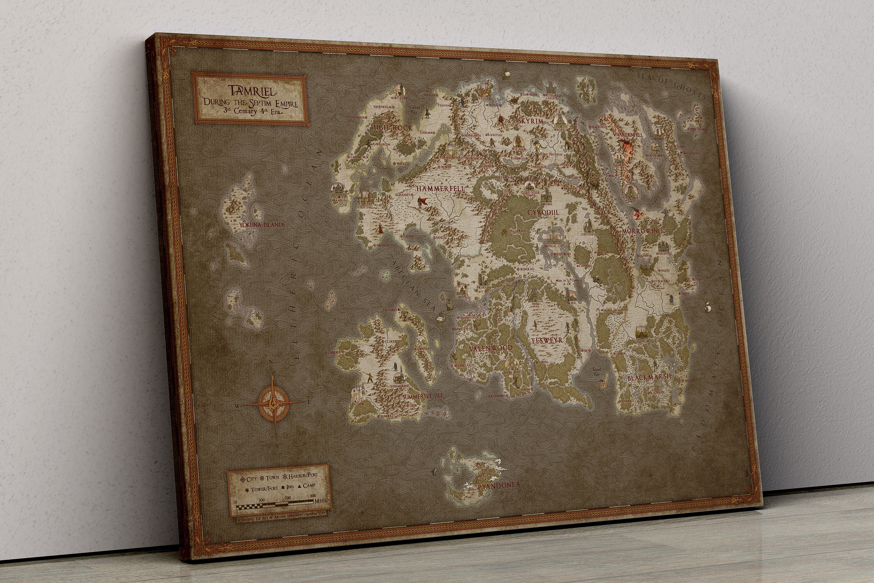 Tamriel World Map Canvas Tamriel Map From the Elder Scrolls - Etsy ...