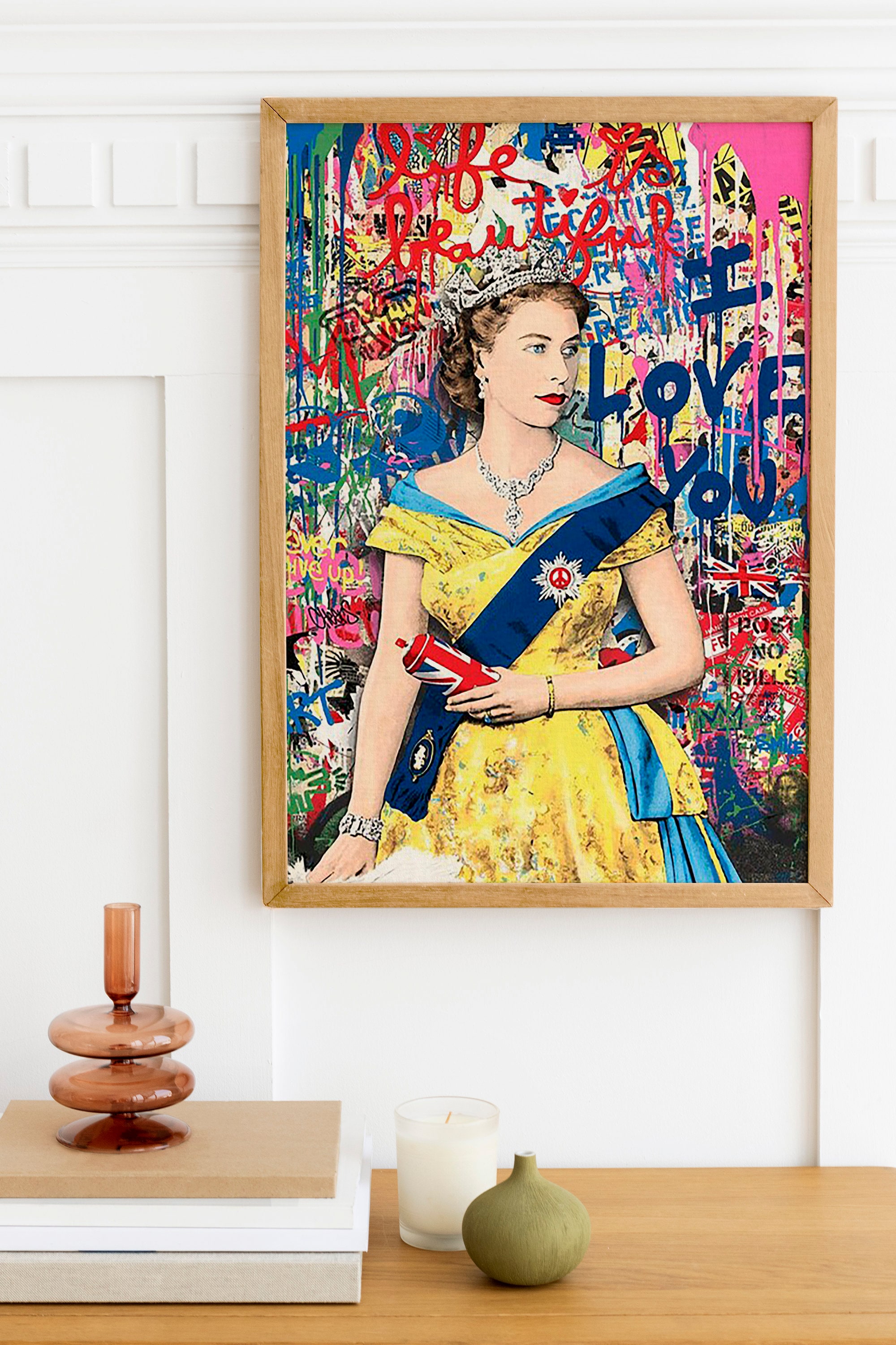 Queen Elizabeth Banksy Canvas Wall Art, Graffiti Wall Art, Banksy ...
