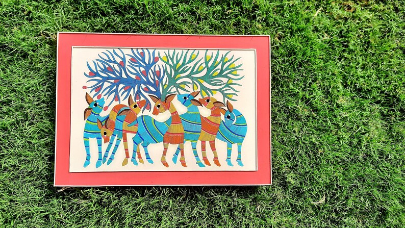 Beautiful Gond Art Painting. Gond Art/ Handmade Wall Art/ Home Decor ...