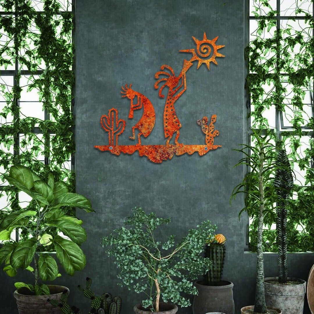 Metal Kokopelli Parade Wall Art, Rusted Southwest Sonoran Desert Metal ...