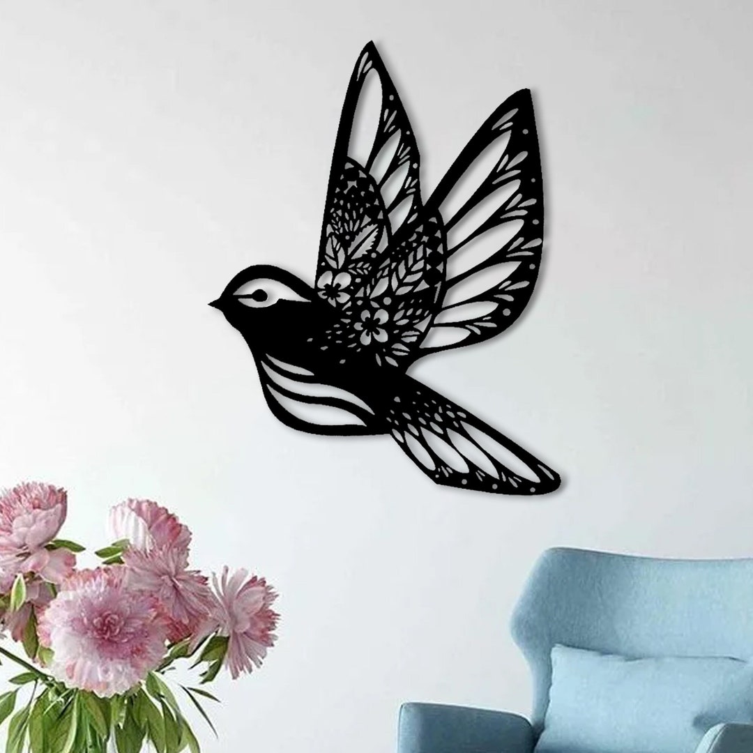 Metal Wall Art Bird Flying Wall Art, Silhouette Bird Decor for Living ...