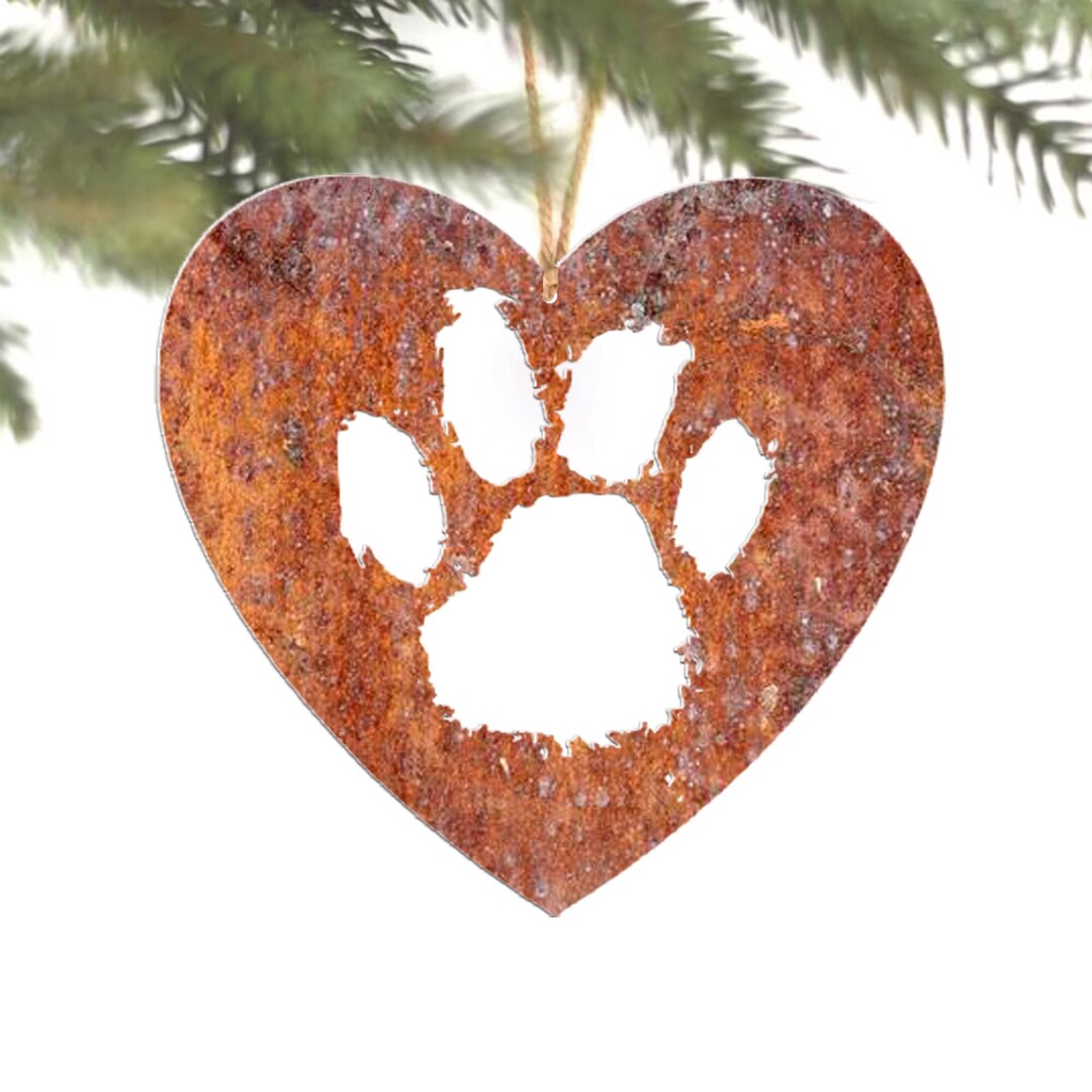 Metal Paw Print Sign, Love Heart Pet Dog Cat Memorial Gift Present ...