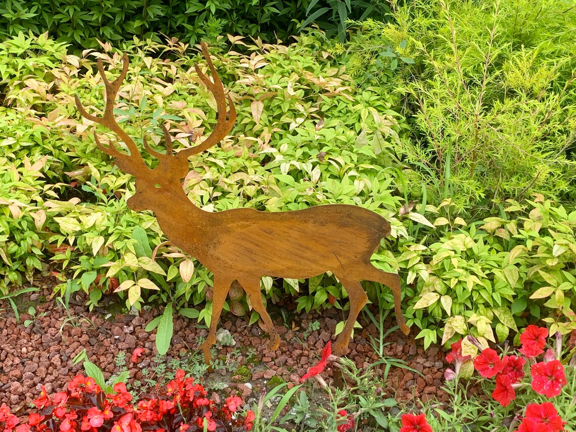 Custom Rustic Metal Stag Garden Stake Yard Art / Personalized - Etsy