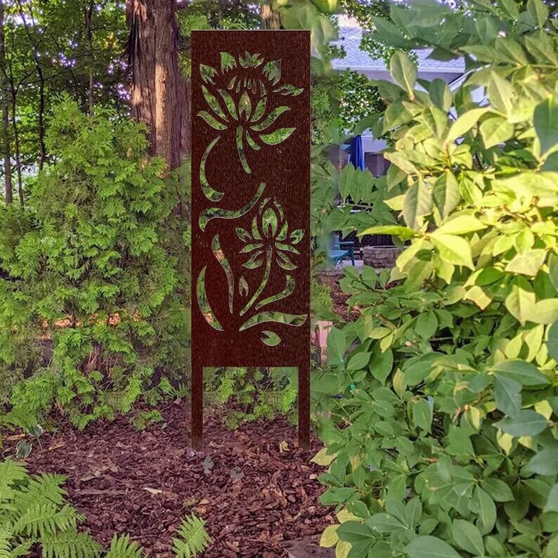 Metal Lotus Flower Panels Rusty Lotus Privacy Screen Lotus - Etsy