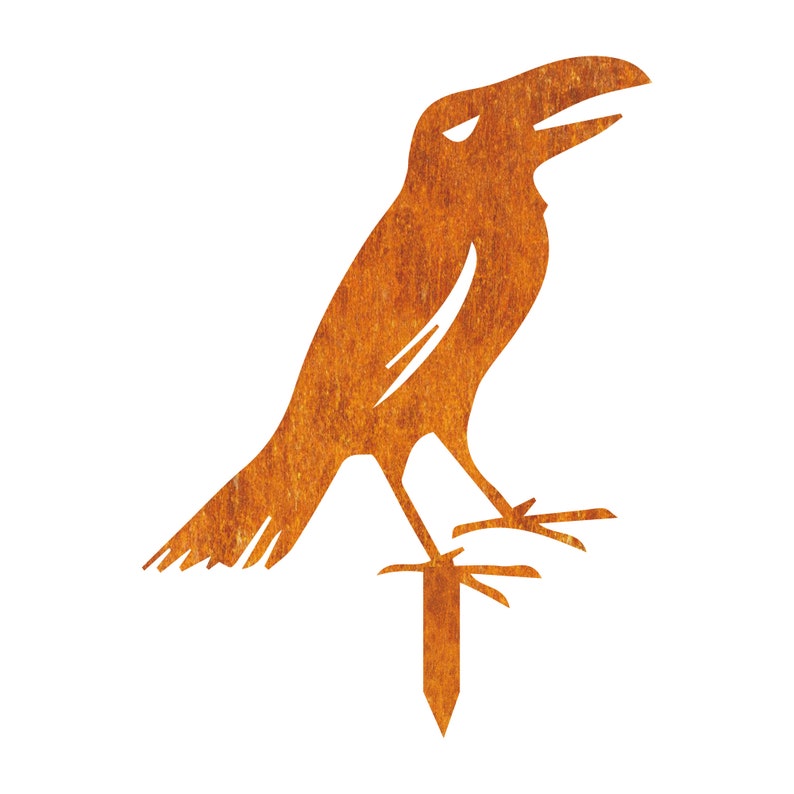 Rusty Crow Metal Garden Stake Rustic Bird Art Raven - Etsy