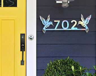 Hummingbird Sign, Hummingbird Address Sign, Bird House Numbers, Branch ...