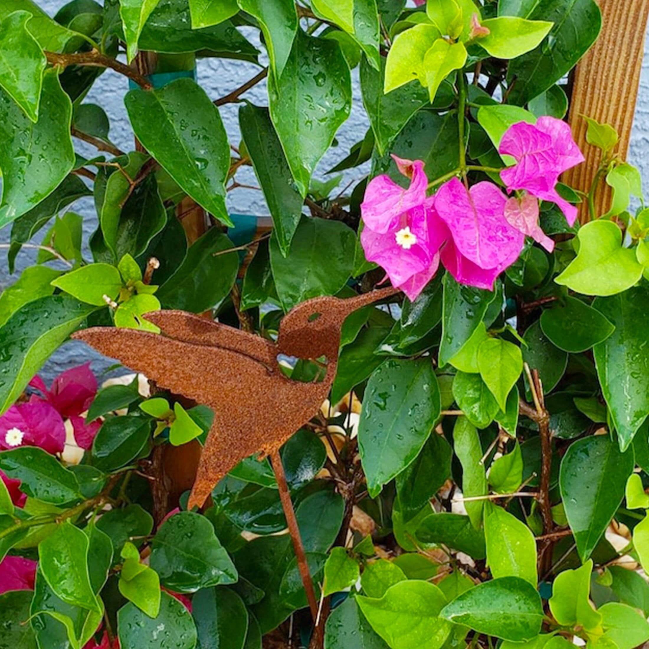 Rusted Metal Hummingbird Garden Stake Hummingbird Silhouette Metal ...